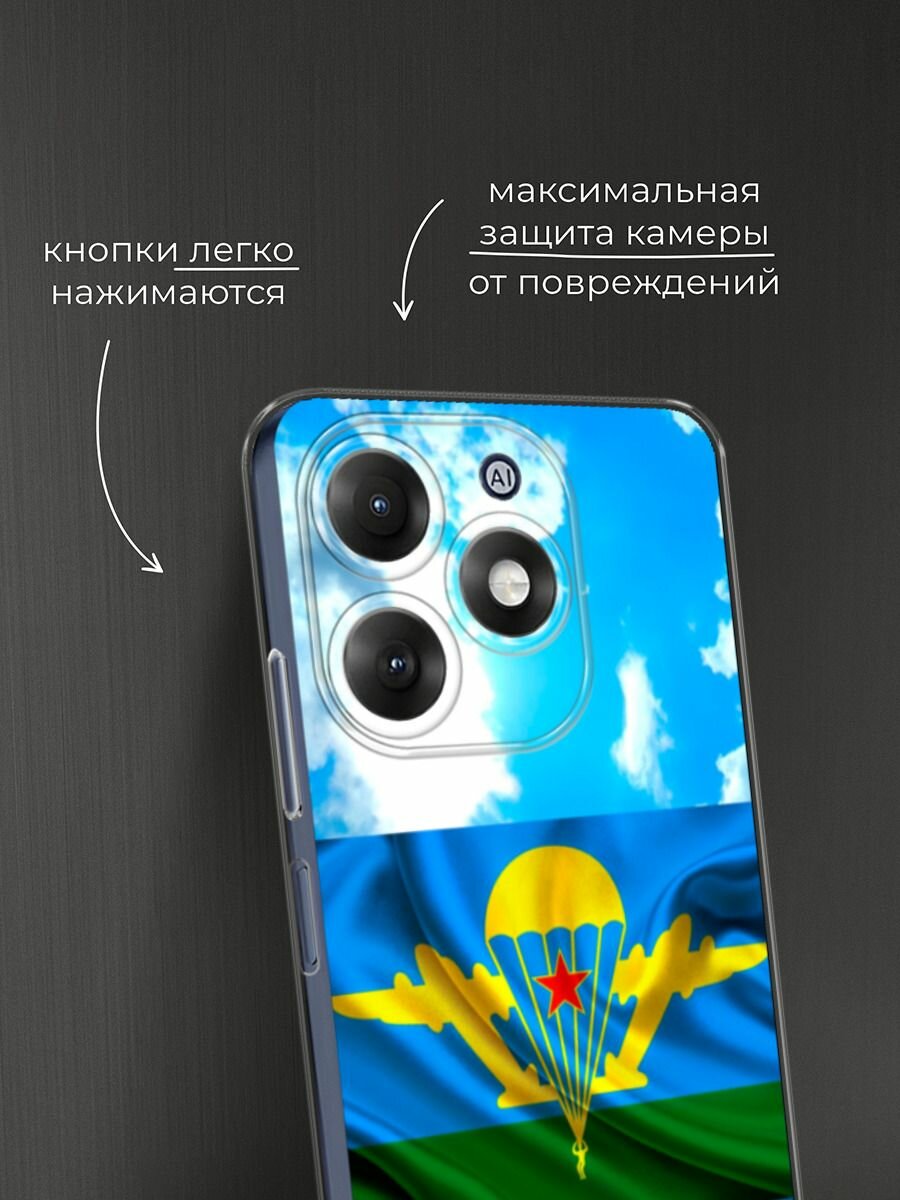 Силиконовый чехол на Itel A70 / Ител А70 с принтом "ВДВ флаг в небесах" — фото 1
