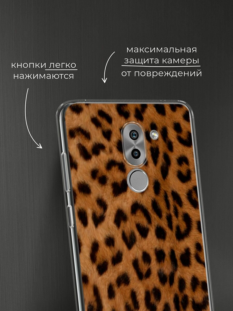 Силиконовый чехол на Honor 6X / Хонор 6Х с принтом "Мех леопарда" — фото 1
