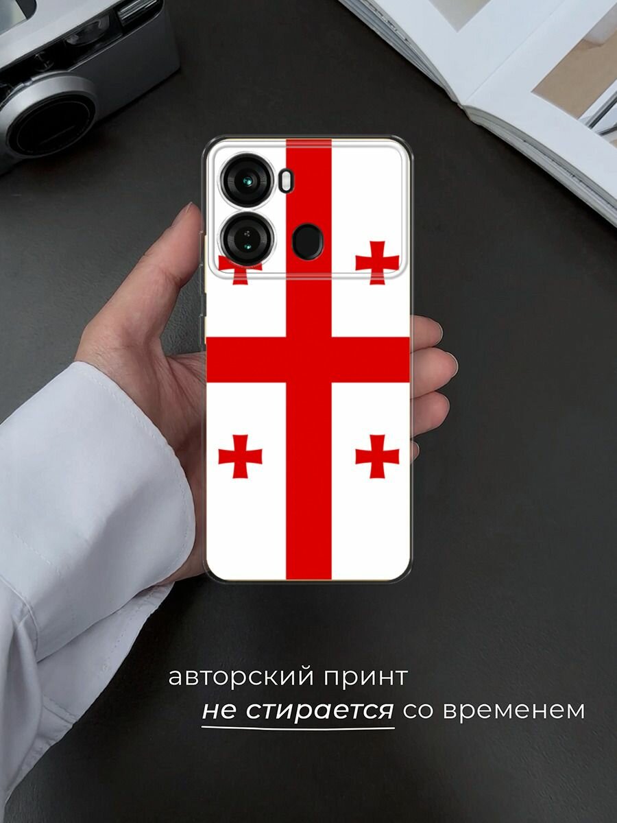 Силиконовый чехол на Itel P40 / Ител P40 с принтом "Флаг Грузии" — фото 1