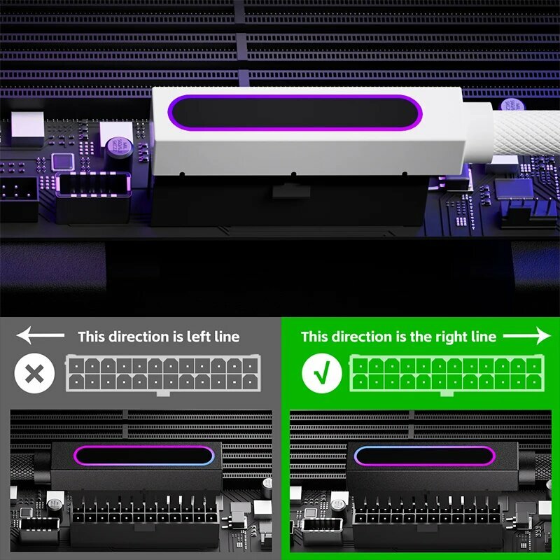 Кабель-удлинитель питания AIJS ATX24PIN для материнской платы White-Right