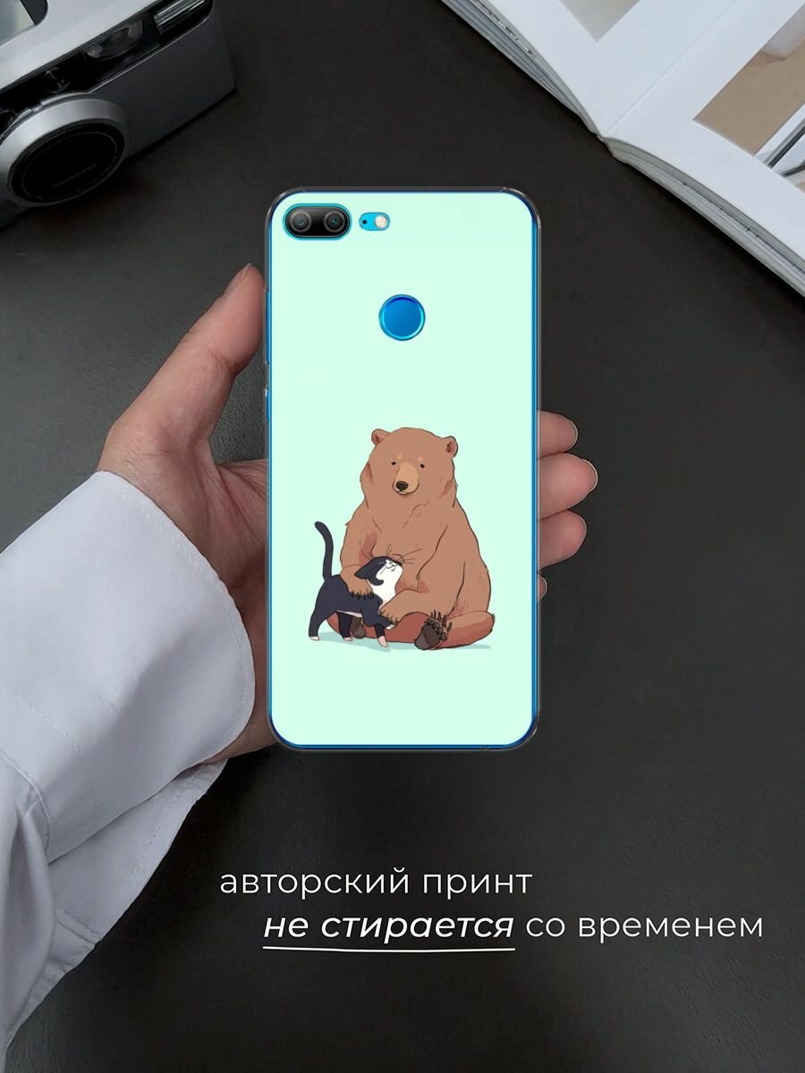 Чехол на Honor 9 Lite / Хонор 9 Лайт с принтом "Медведь и кошка дружба" — фото 1