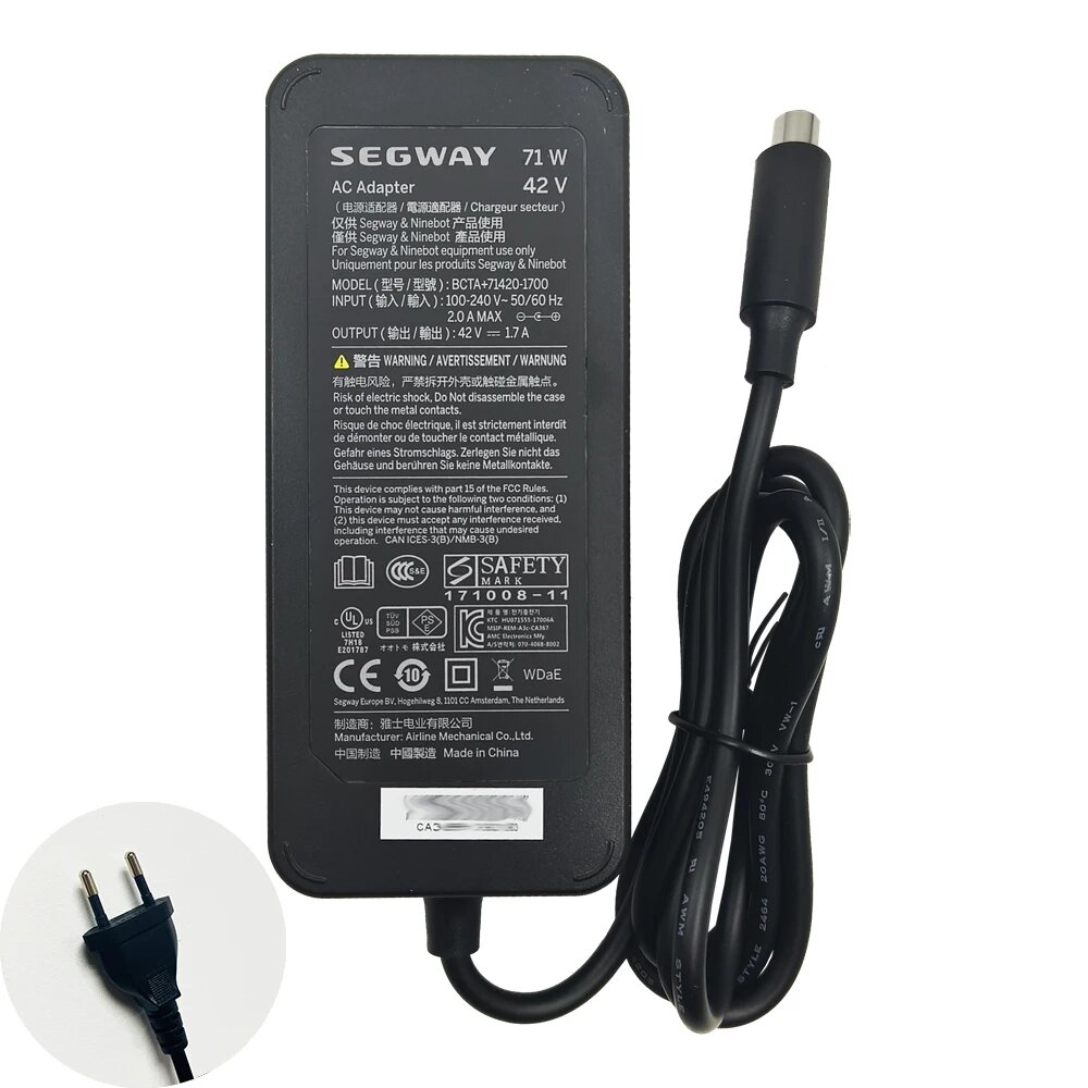 Оригинальное зарядное устройство для электроскутера Ninebot 42V1.7A Charger EU