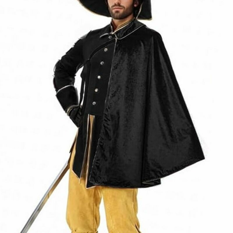 Плащ на Хэллоуин, Рыцарский плащ, Однослойная одежда для двоих-Черный-80 см