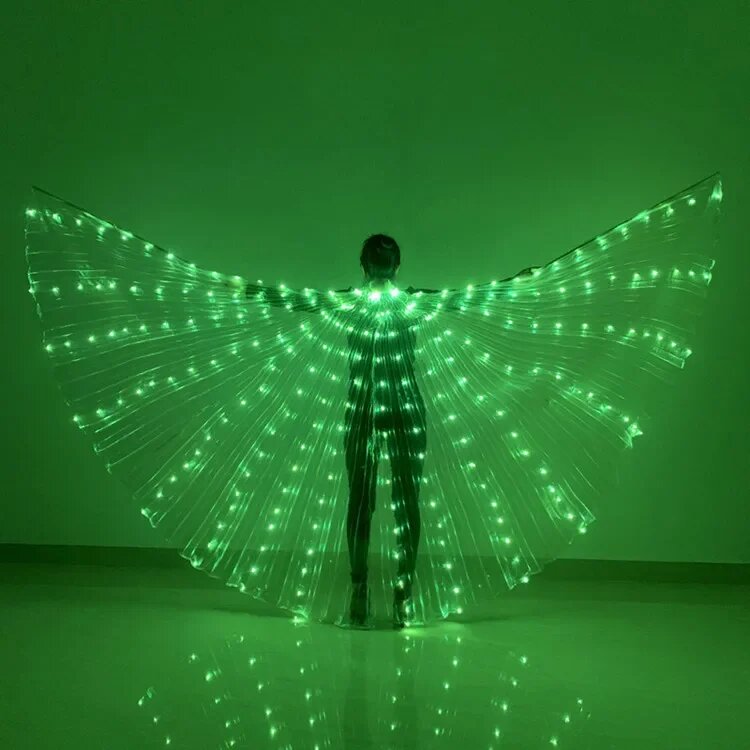 RUORU Светящиеся крылья для танца живота Изумрудный, M(Child 115-154cm), зеленый