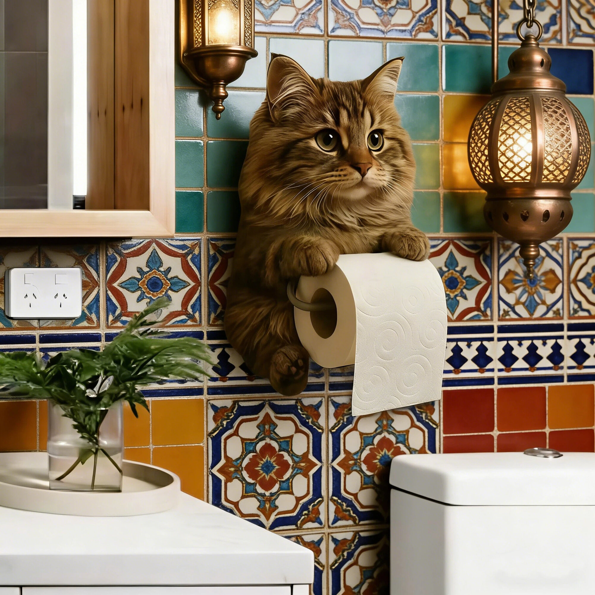 Оригинальный держатель для туалетной бумаги с фигуркой кошки, стильный декор для ванной комнаты из качественной смолы