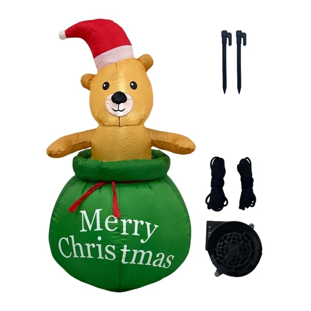 Надувная фигура Медведь Merry Christmas 180 см с подсветкой для сада и дома
