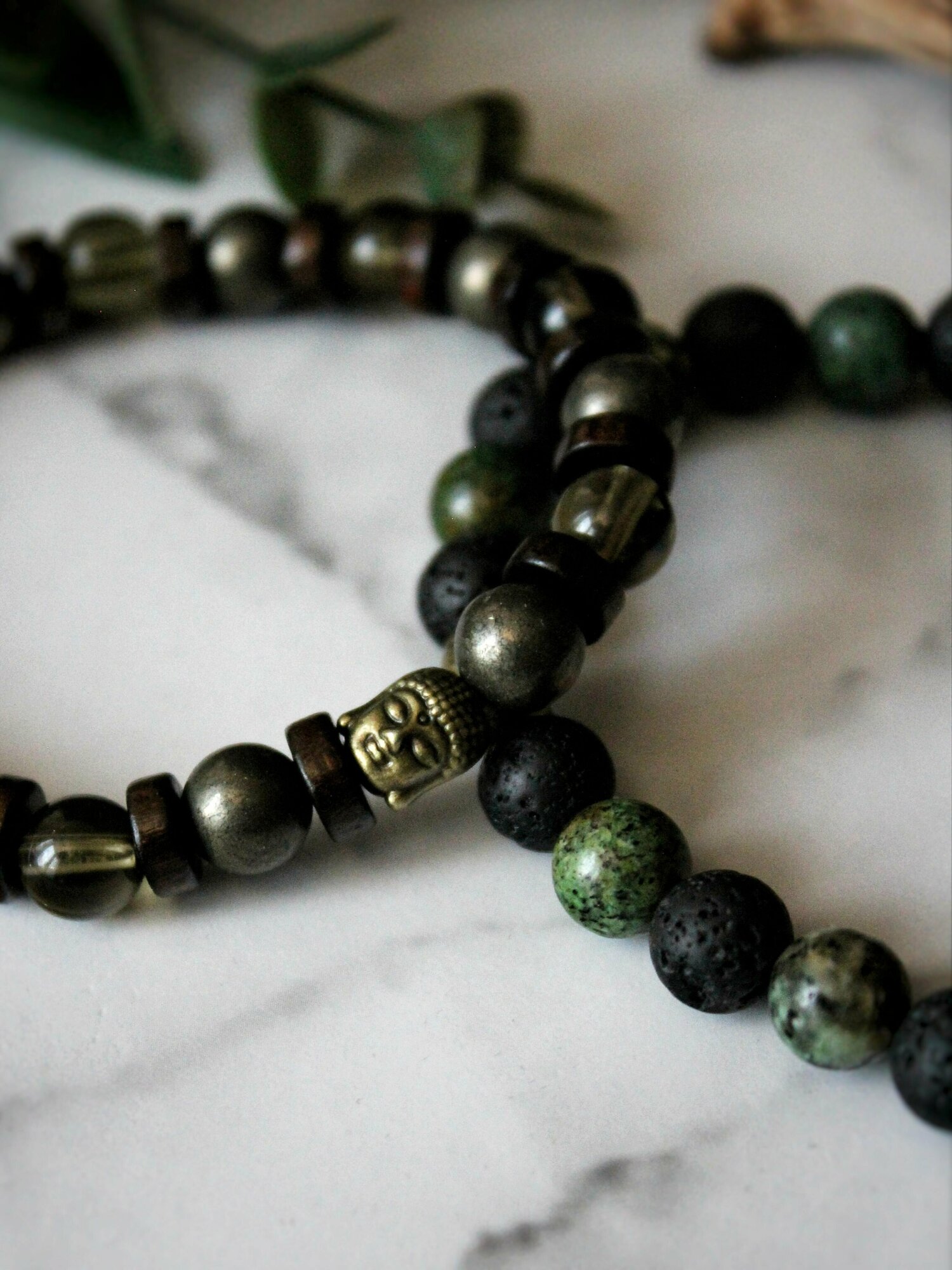 Набор браслетов, дерево, бирюза, стекло