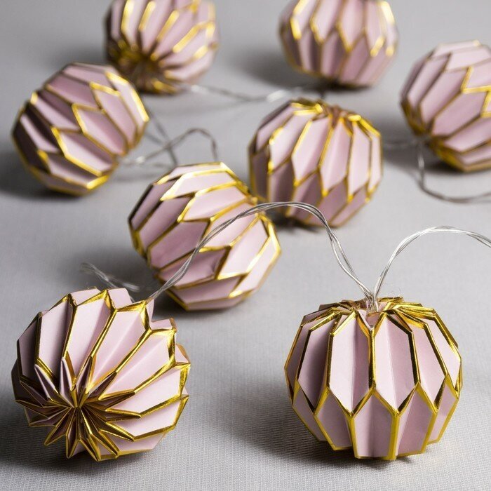 Гирлянда Нить 2 м с насадками Розовый фонарик , IP20, прозрачная нить, 10 LED, батарейки AAх2 (нет в комплекте), свечение тёплое белое