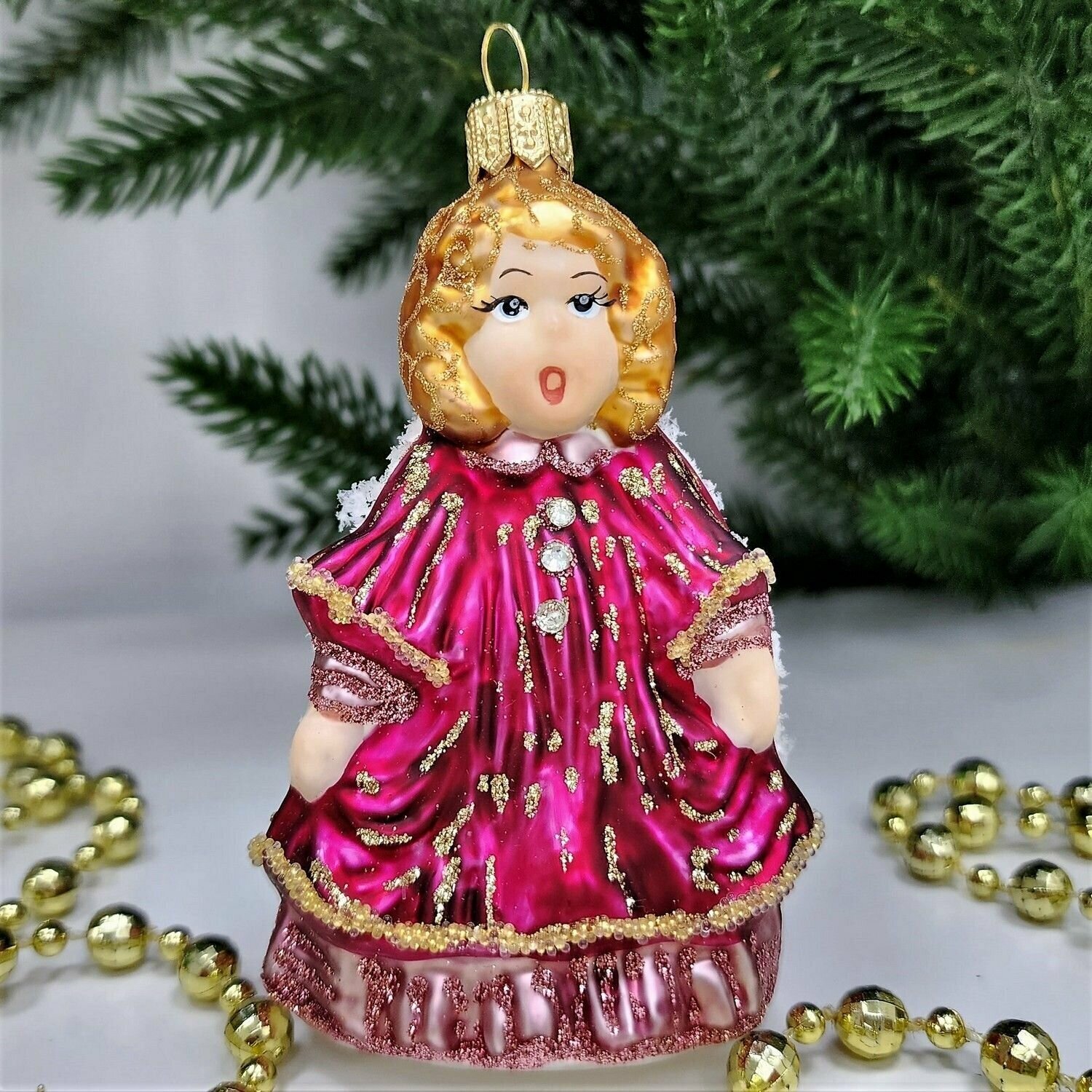 Irena-Co елочная игрушка, стекло Девочка ангел поет (9,5х5х5см)