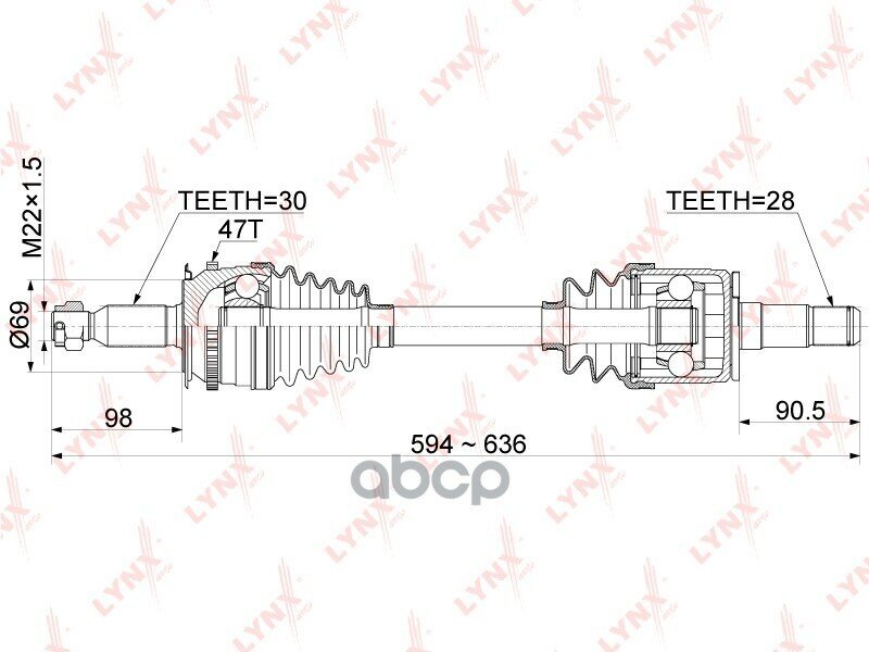Привод в сборе | перед лев | LYNXauto арт. CD1085A