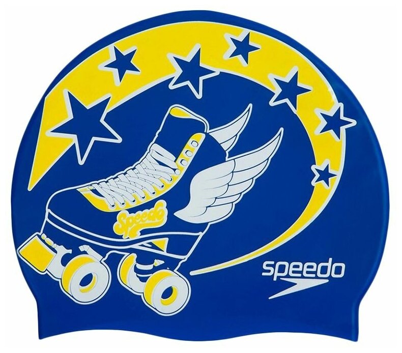 Шапочка для плавания силиконовая детская Speedo Junior Slogan Cap Roller Skates