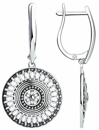 Серьги с подвесками, серебро, 925 проба, родирование