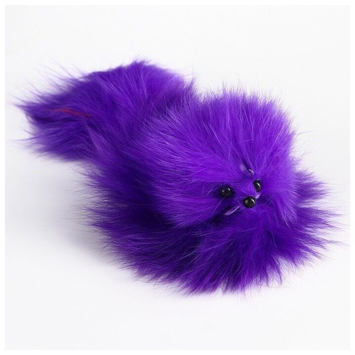 Мышь, до 11 см, с хвостом, натуральный мех, фиолетовая