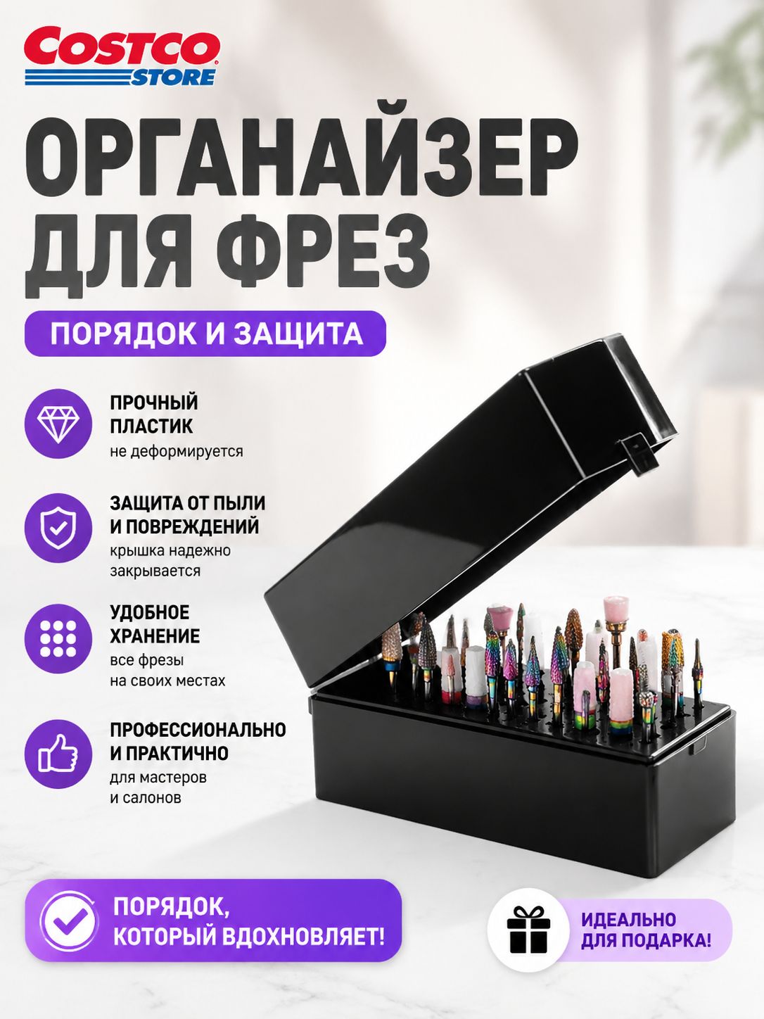 Органайзер для насадок маникюрного аппарата 30/48 отверстий