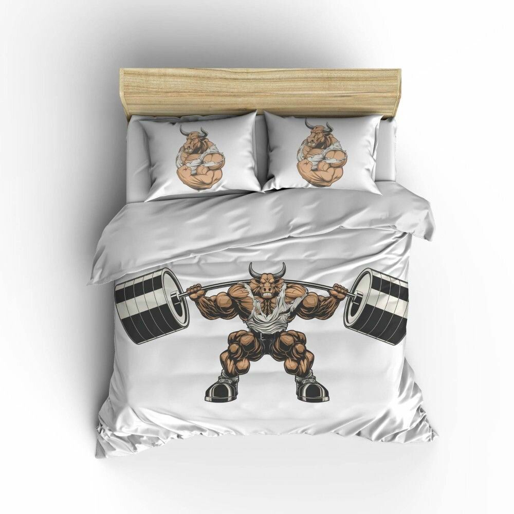 Арт комплект постельного белья Бык качок Семейный, 70/70