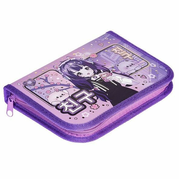 Пенал 1секц.+ств. д/дев. 190*130 "Друг всегда рядом" на молнии