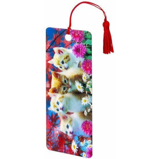 Закладка для книг Brauberg 3D, , объемная, "Котята", с декоративным шнурком-завязкой, 125762
