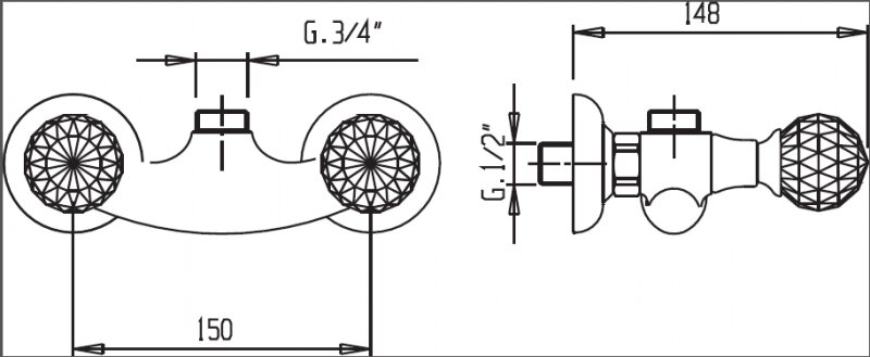 Atlantis-ds-02-sw смеситель для душа, бронза ручки swarovski Cezares