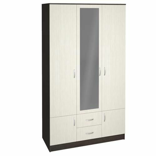 Шкаф трехстворчатый Вектор-2 , Ронда ШК-3, Венге/Дуб Белфорд, 120х212х52 см.