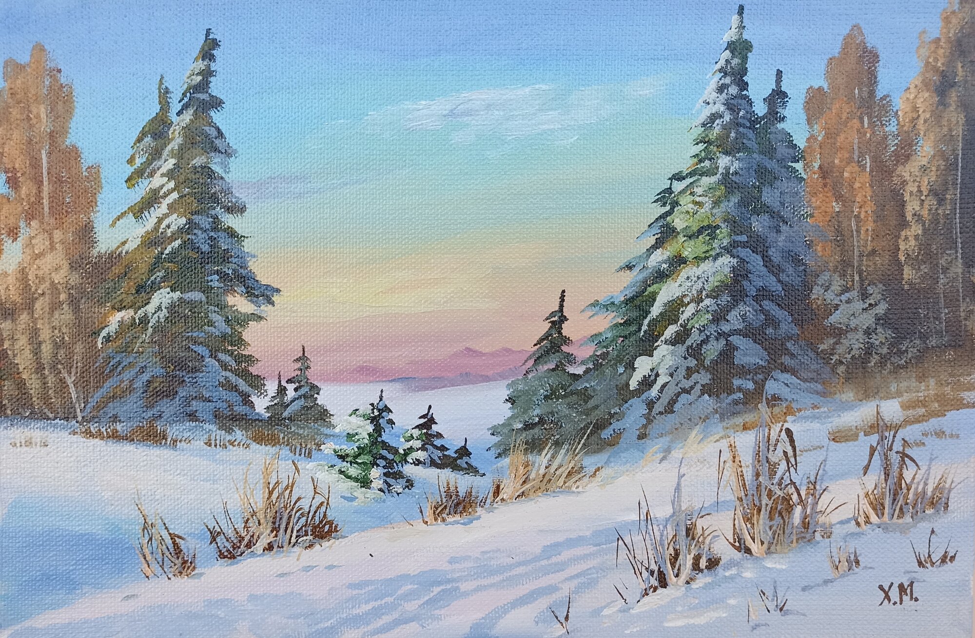 Картина масло/холст. 100% ручная работа, 100% живопись от Художественной мастерской Грëзы. Картина из серии "Зимние пейзажи". Сугробы. Овраг. Размер картины 20х30 см.