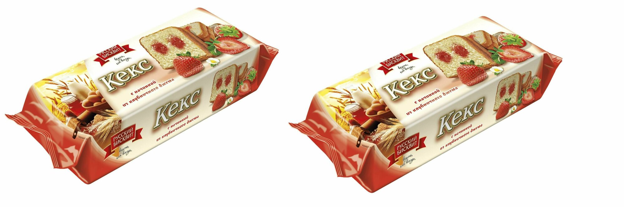 Кекс с клубничным джемом "Русский бисквит" 225 г 2 шт