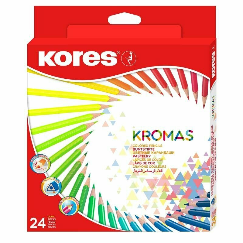 Карандаши цветные 24цв 3-гран Kores Kromas 93392, 1054856