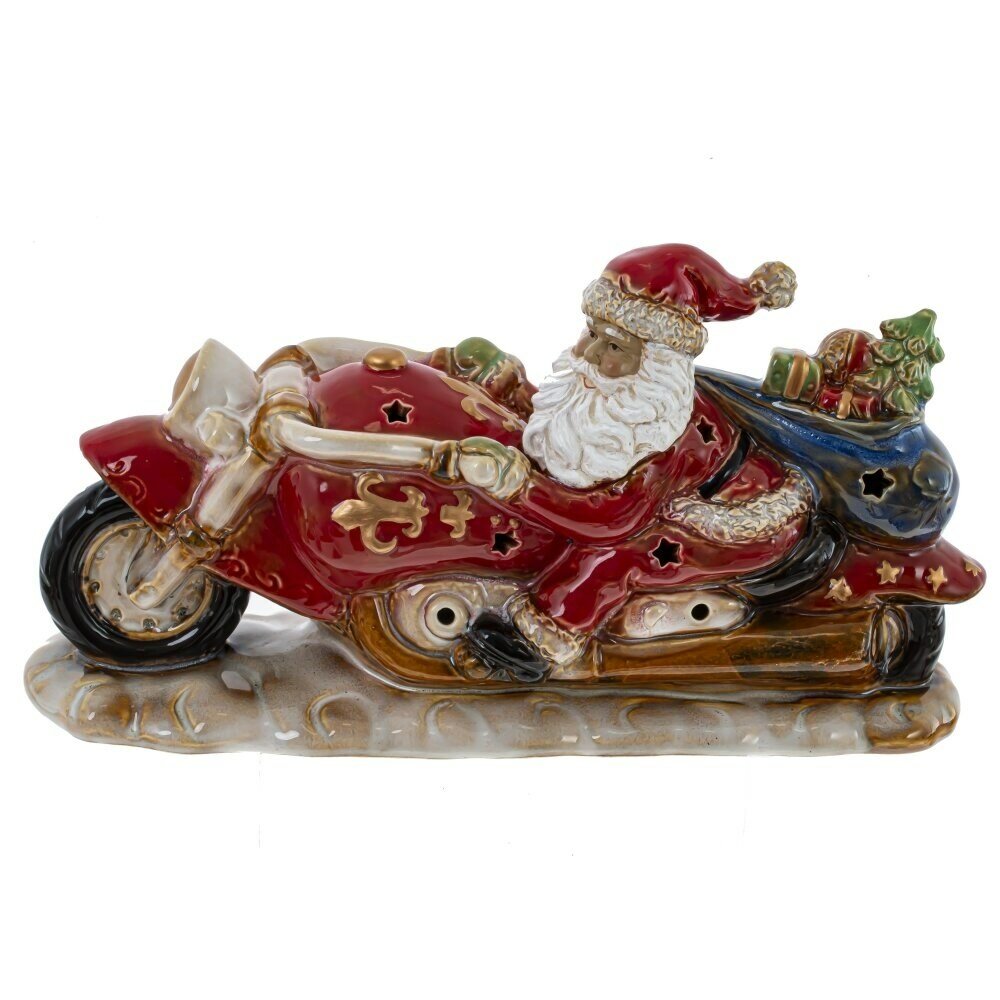 Фигурка декоративная c подсветкой "Дед Мороз на мотоцикле" ( L=R44x3), L=30 W=8,5 H=16 см
