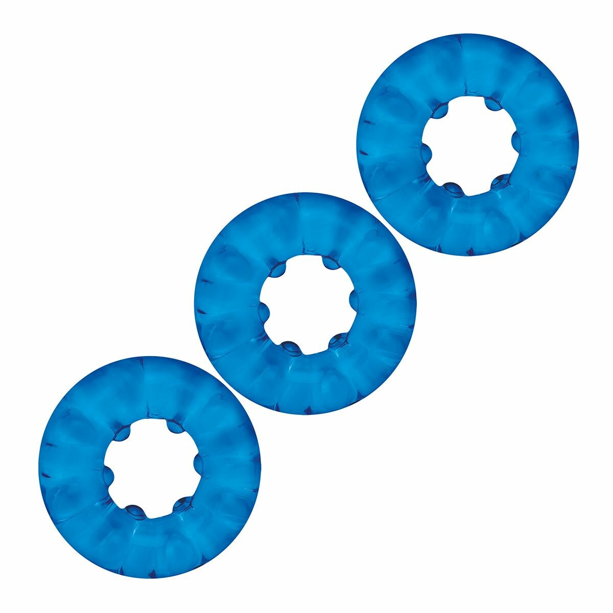 Комплект из трех голубых эрекционных колец 3-Pack Ribbed Rider Cock Ring Set,5,08 см, голубой, термопластичная резина (TPR), Мужской, Секс-товары для мужчин