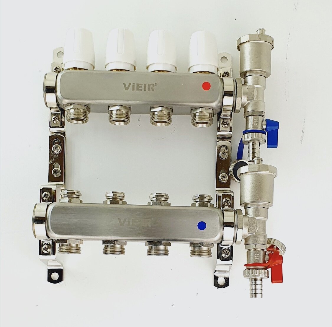 Коллекторная группа 3 выхода ViEiR, нержавейка для радиаторов 1"х3/4