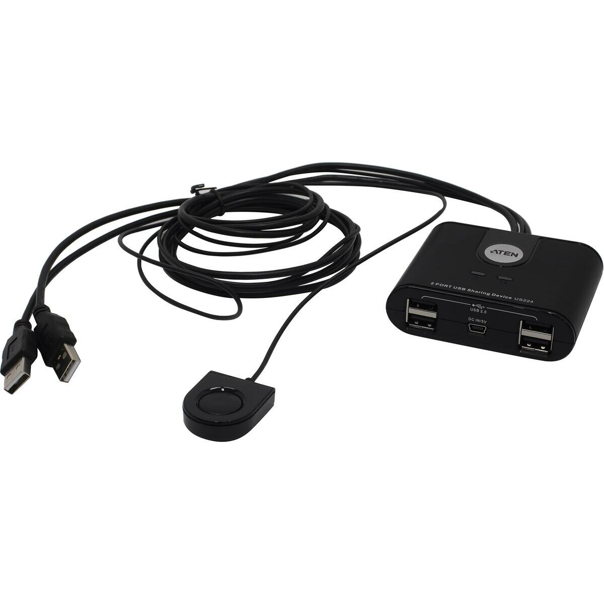 ATEN 2-port 4 USB 2.0 Peripheral Sharing Switch (клавиатураUSB+мышьUSB, кабели несъемные)