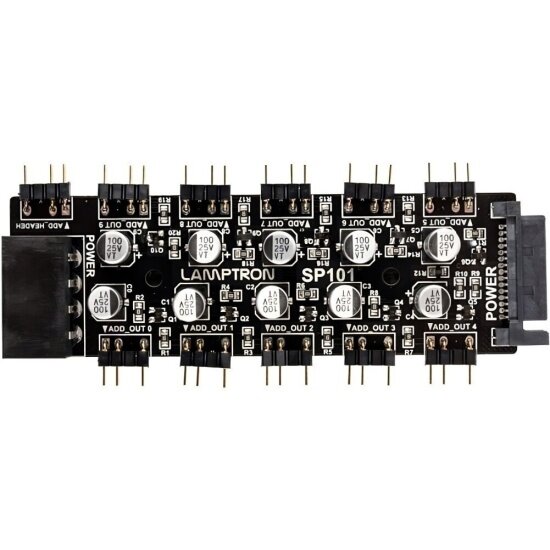 Панель управления вентиляторами и подсветкой Lamptron SP101 Motherboard RGB Lights Syn Amplification for 3PIN-5VDC(10-ways out) LAMP-SP101