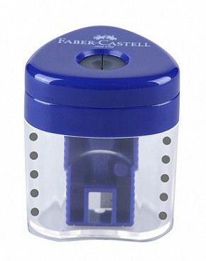 Точилка пластиковая со "шторкой" Faber-Castell "Grip Auto Mini", 1 отверстия, контейнер, красный/синий/черный