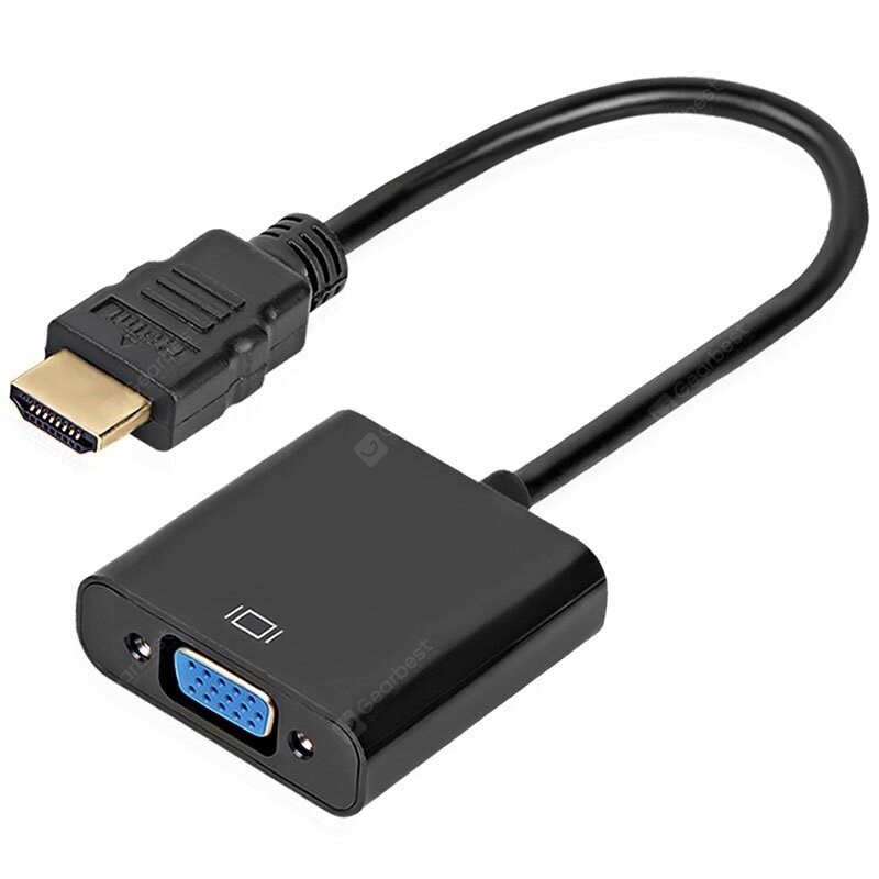 Переходник HDMI VGA / адаптер для монитора, переходник конвертер HDMI на VGA, цвет черный - VGA без питания и AUX
