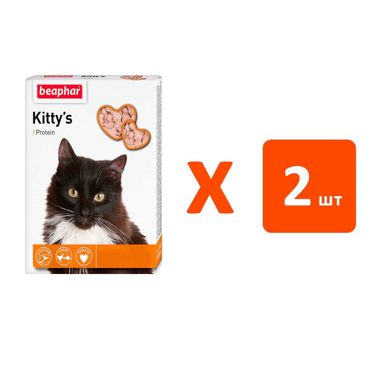 Лакомство BEAPHAR KITTY’S + PROTEIN для кошек витаминизированное с протеином (75 шт х 2)