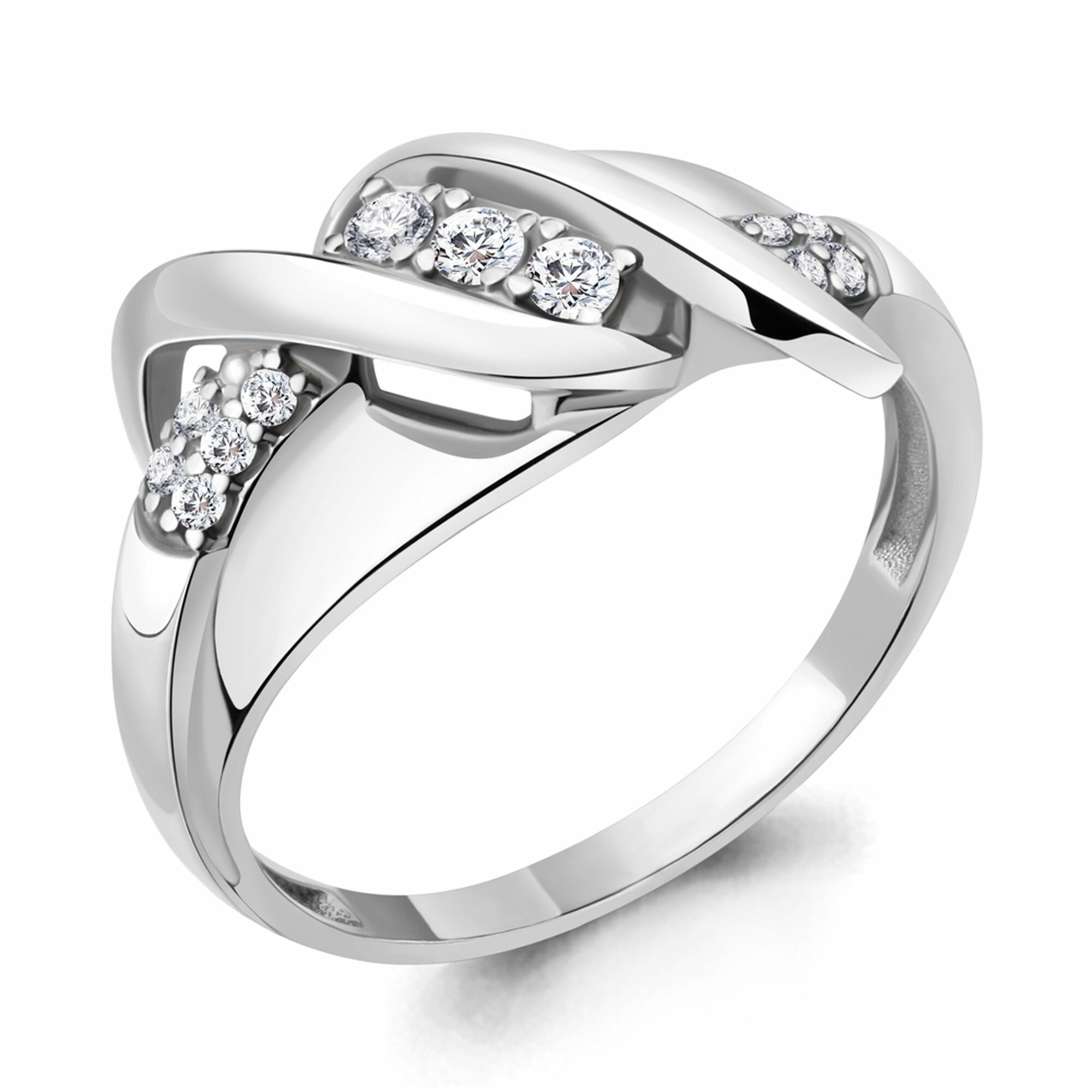 Кольцо, серебро, 925 проба, родирование, фианит