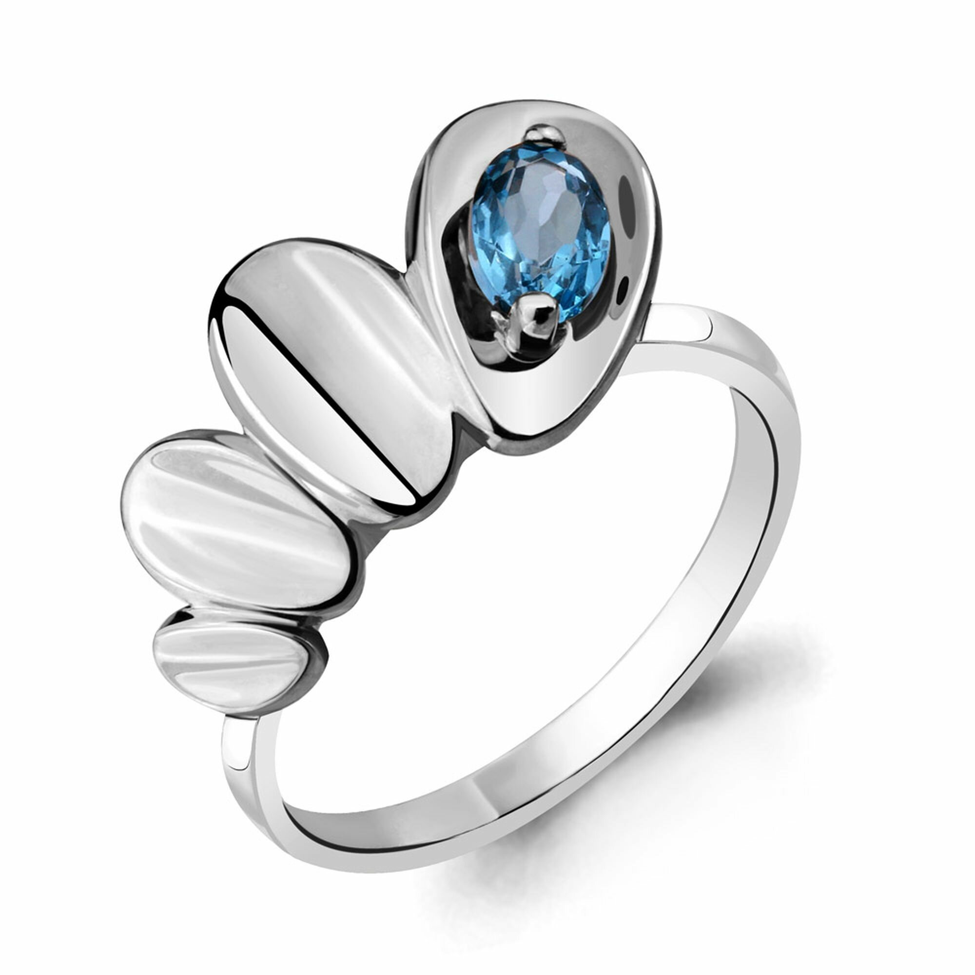 Кольцо, серебро, 925 проба, родирование, топаз