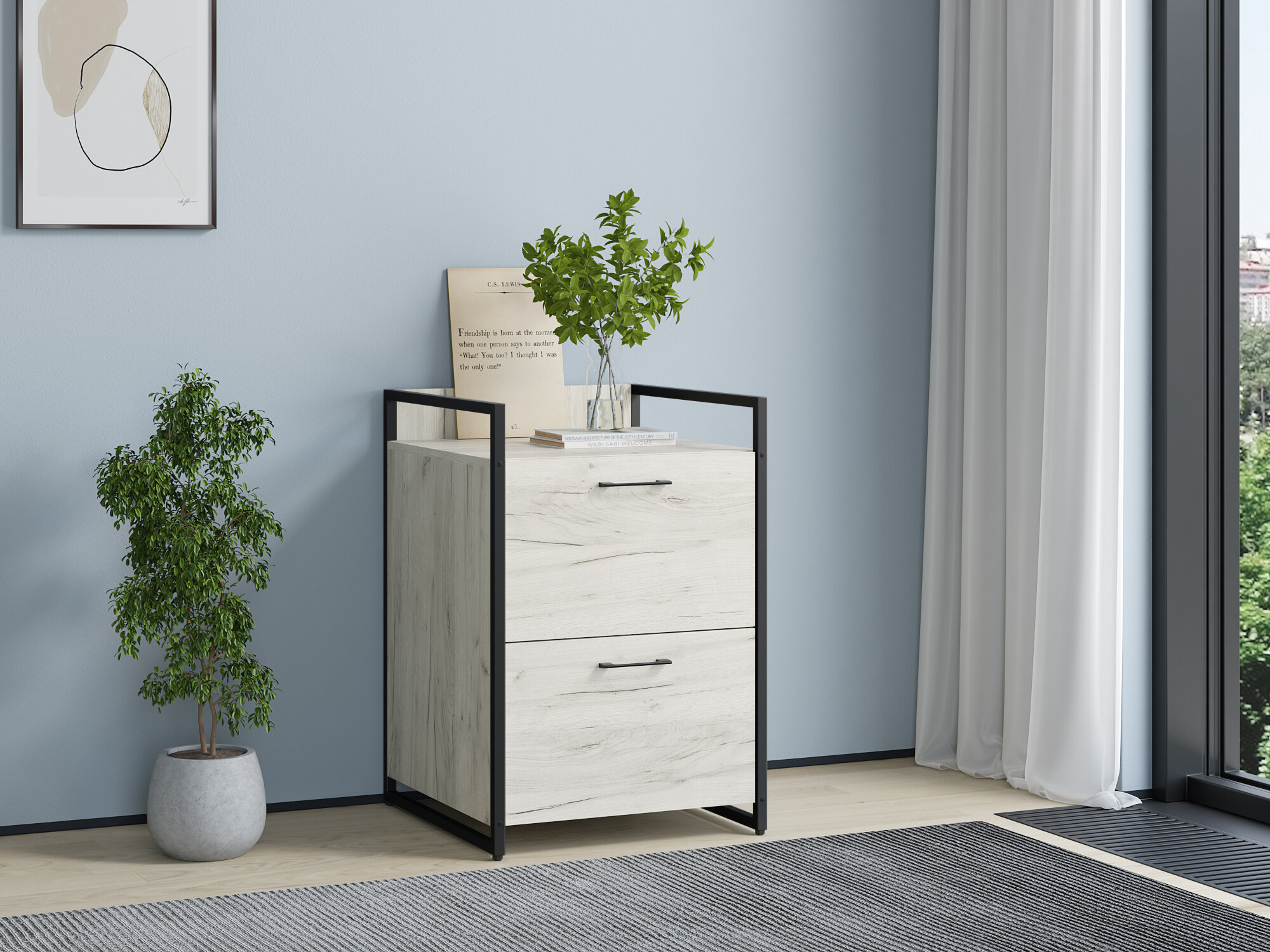 Тумба Урбан Лофт 01 Черный/дуб крафт белый