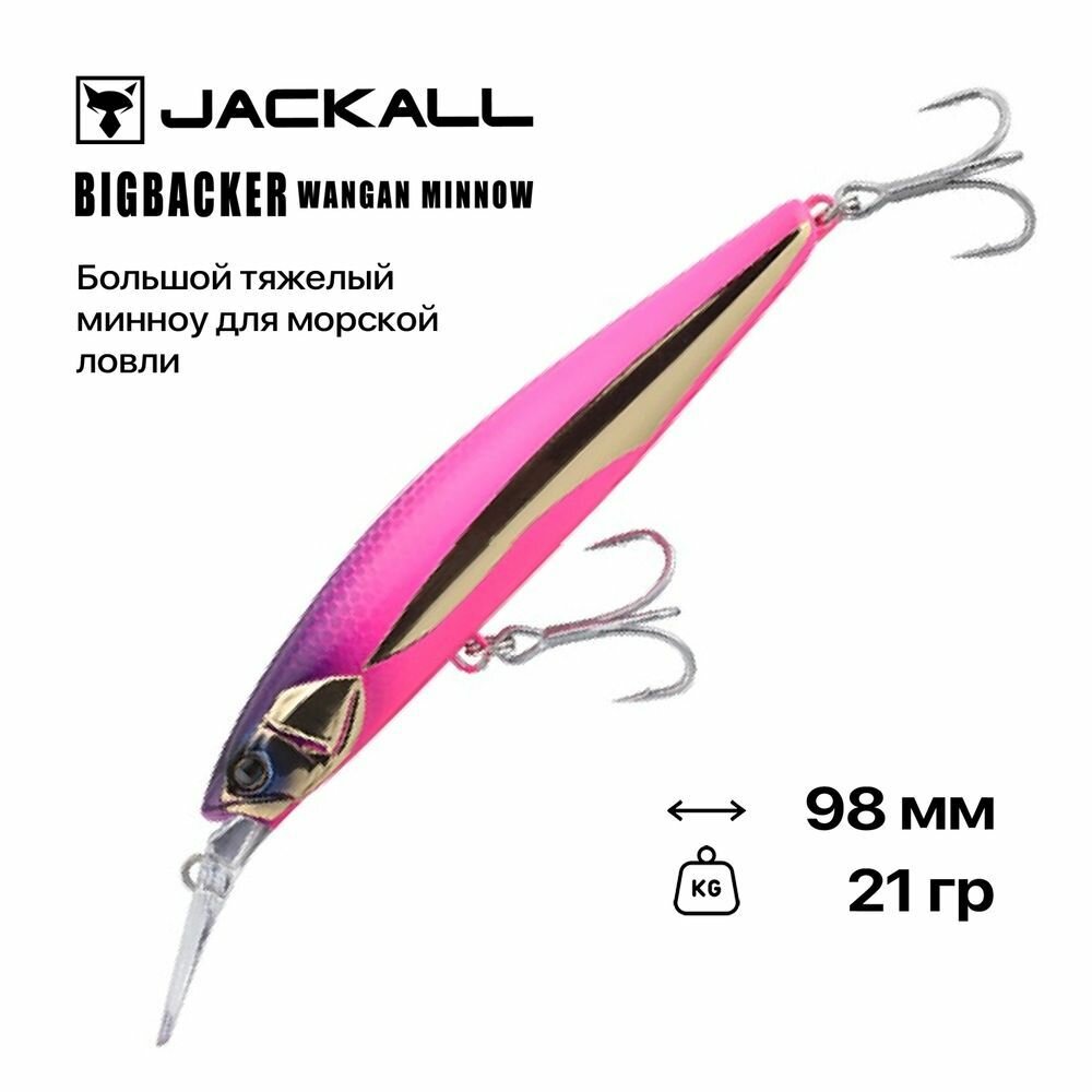 Воблер Jackall Big Backer Wangan Minnow 98S-LB, 98 мм, 21 гр, #Cho Sagoshi Pink Spark