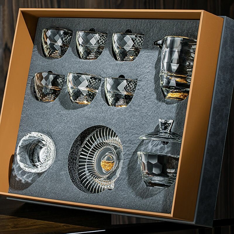 Чайный сервиз, 10 штук, высококачественный хрустальный чайный сервиз ручной полировки, Подарочная коробка