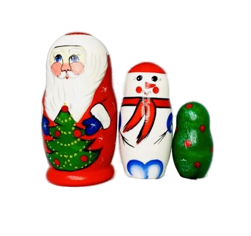 Матрешка Ажна "Дед Мороз с елкой", 3 в 1
