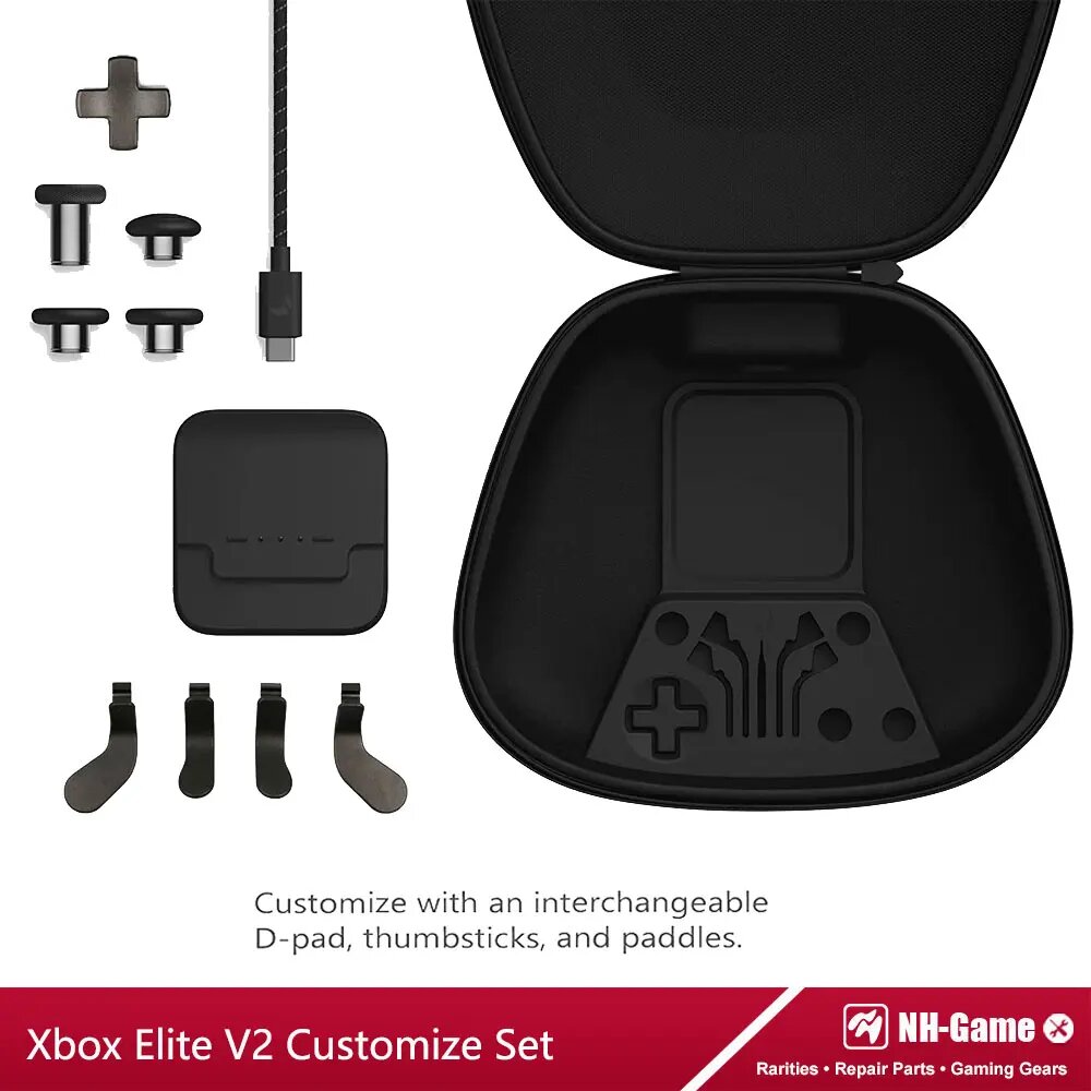 Аксессуары для геймпада Xbox Elite Series 2, защитная сумка, чехол для переноски контроллера Type-C, подставка для зарядного устройства, металлические кнопки, весла
