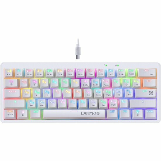 Клавиатура Defender Deimos GK-303 RU, BROWN switches проводная белый (45304)