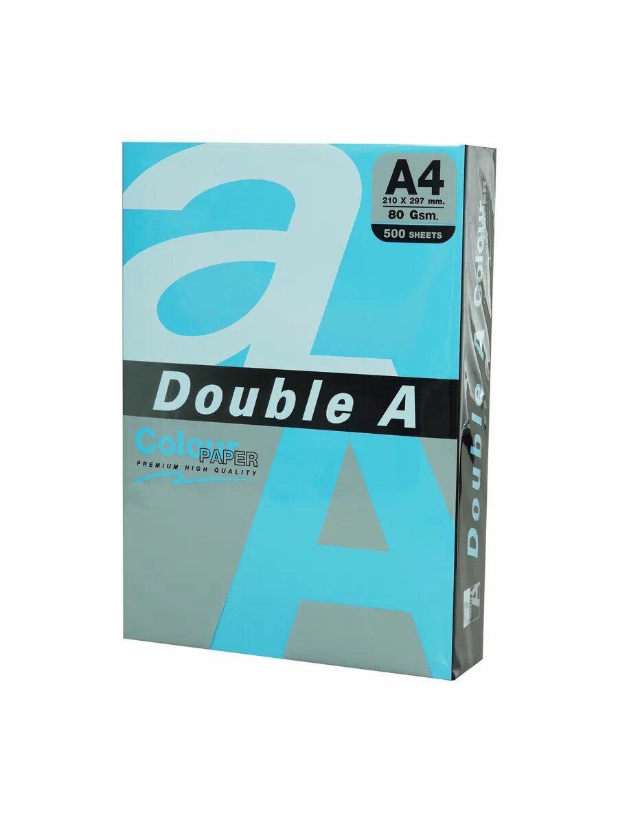 Бумага цветная DOUBLE A Эвкалипт интенсив А4 80 г/м2 500 л интенсив синяя двусторонняя для печати
