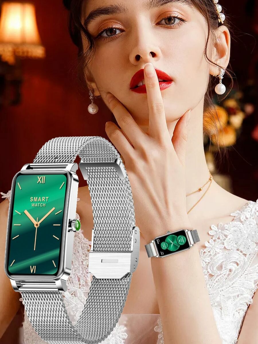 Смарт часы женские круглые умные наручные, электронные спортивные фитнес часы для IOS и Android