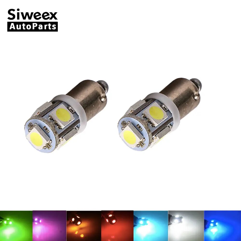 2 шт. BA9S T4W LED лампы White 12V для авто