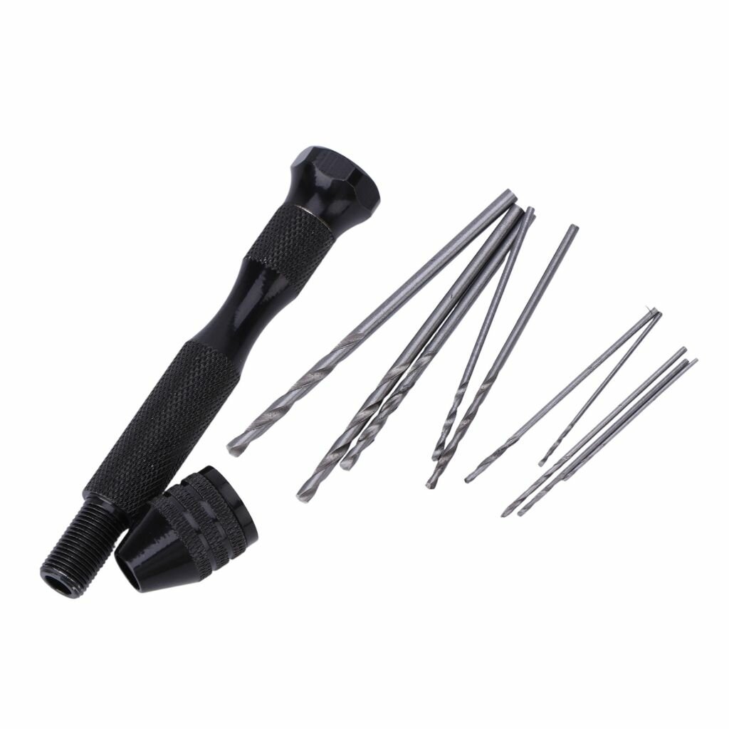 Черная мини-ручная спиральная дрель + 10 сверлильных долот