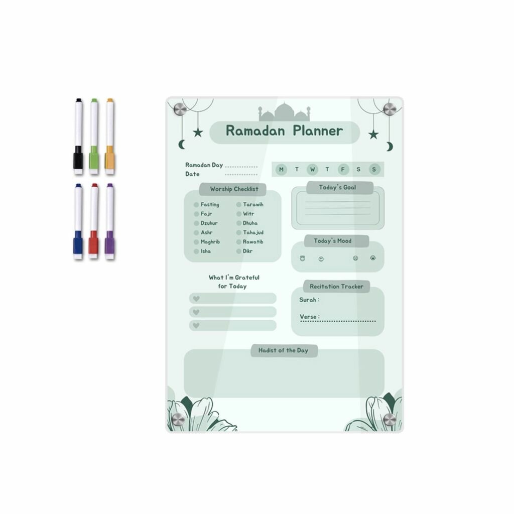 (1 комплект) Доска объявлений с перезаписываемым меню на неделю в честь праздника Ид аль-Фитр (магнитная)-TYU637 Small