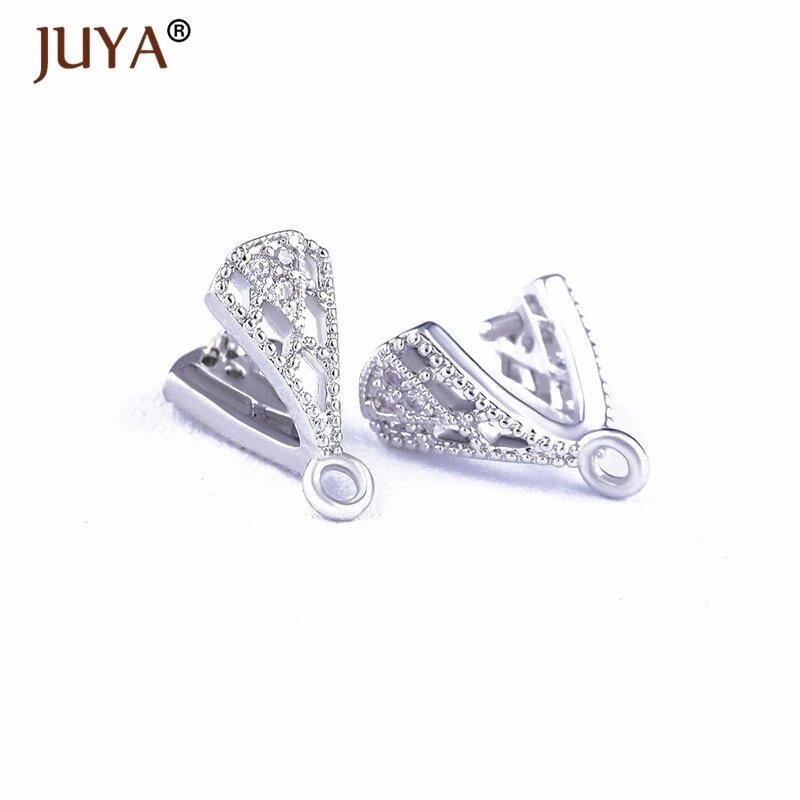 Бейлы из меди с цирконом Juya Серебряный, 12 PCS, silver