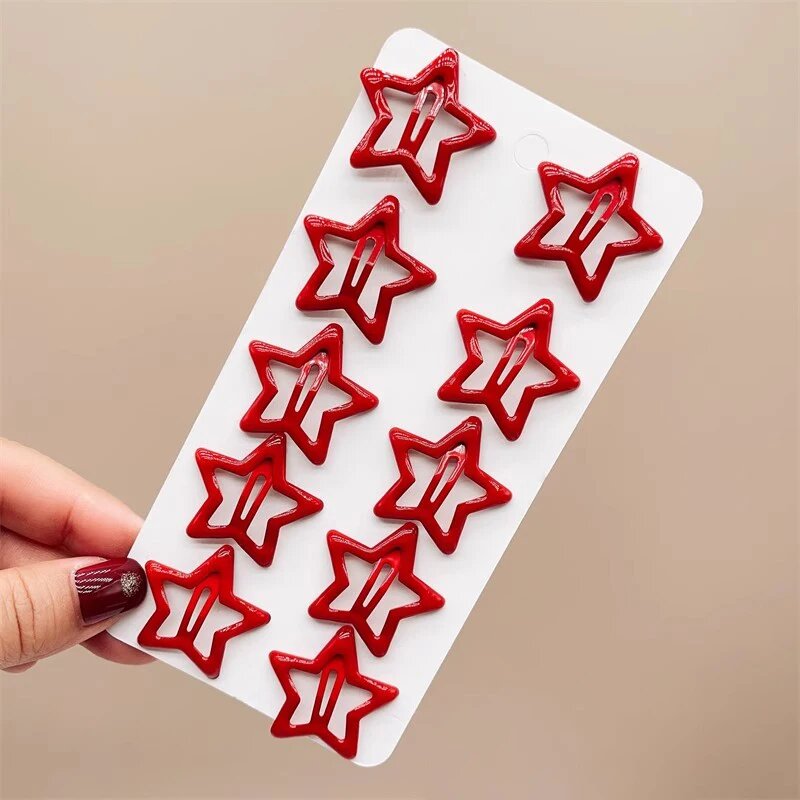 Заколки для волос красные звездочки, 2шт