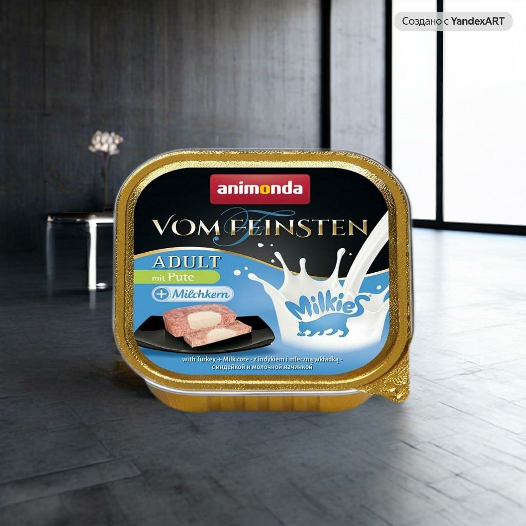 Консервы Animonda Vom Feinsten Adult + Milkies для кошек с индейкой и молочной начинкой 32шт*100г